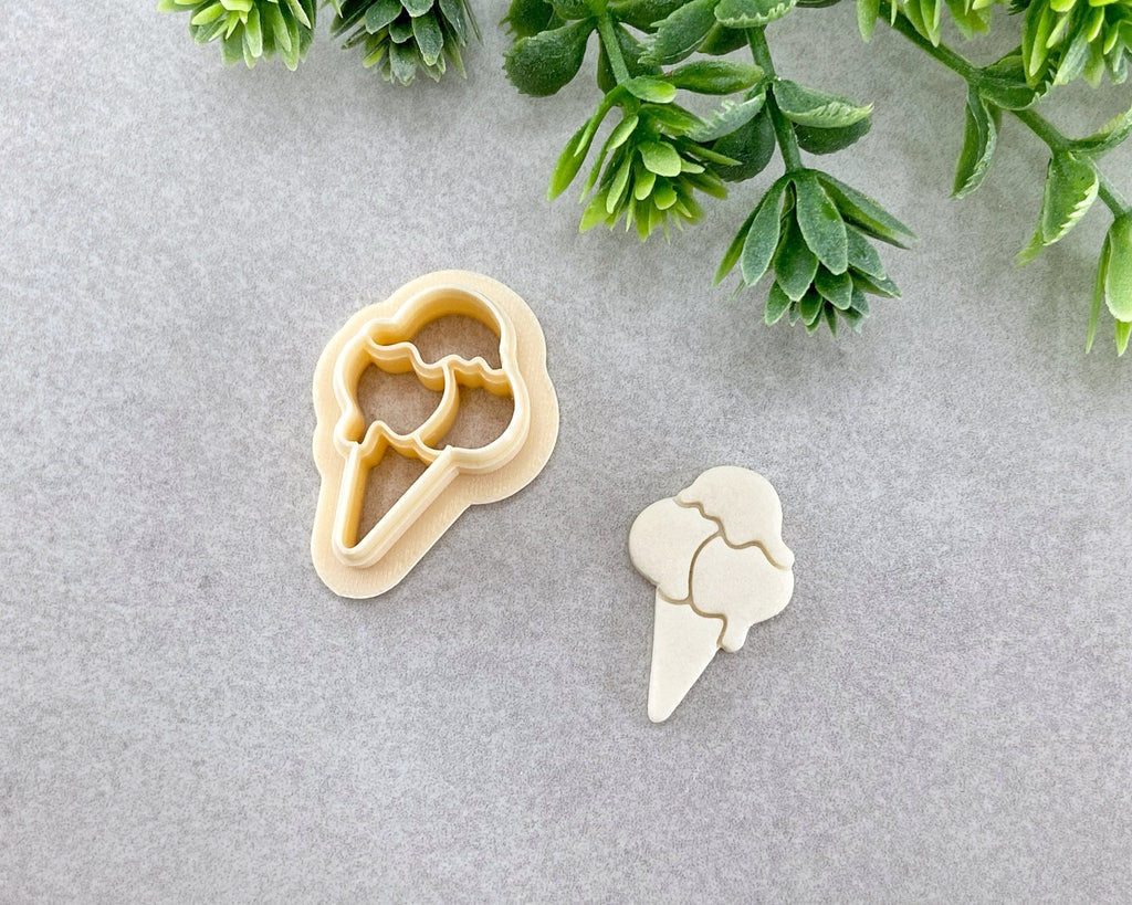 Triple Scoop Ice Cream Cone Clay Cutter – Summer Polymer Clay Cutter f ...