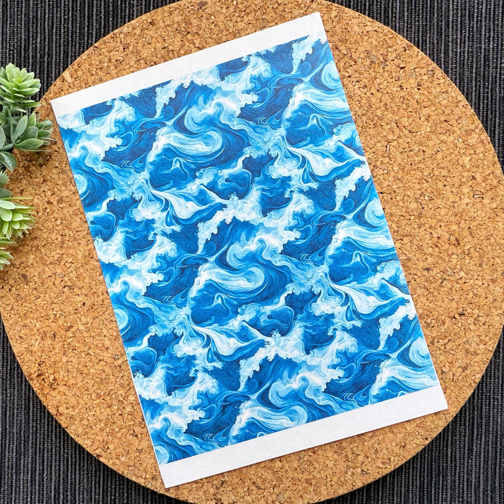 Ocean Swirl Polymer Clay Transfer Sheet – Bold Blue Wave Design for Su ...