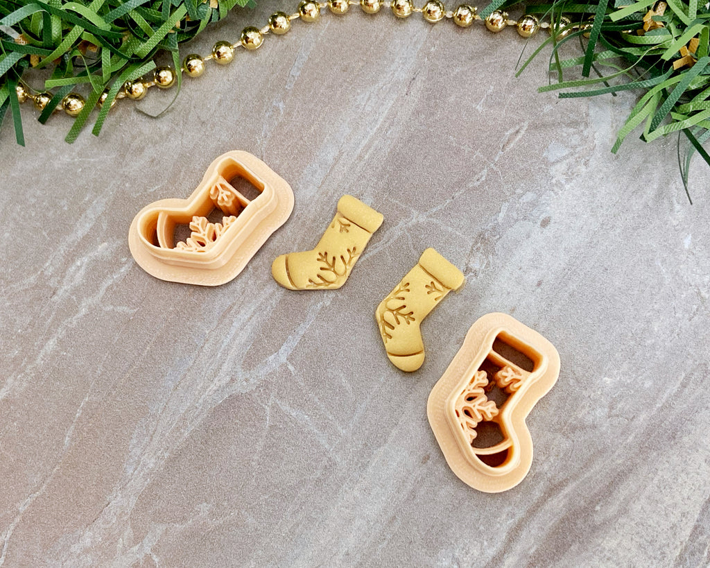 Embossing Stocking Christmas Clay Cutter / Single or Mirrored Set ...