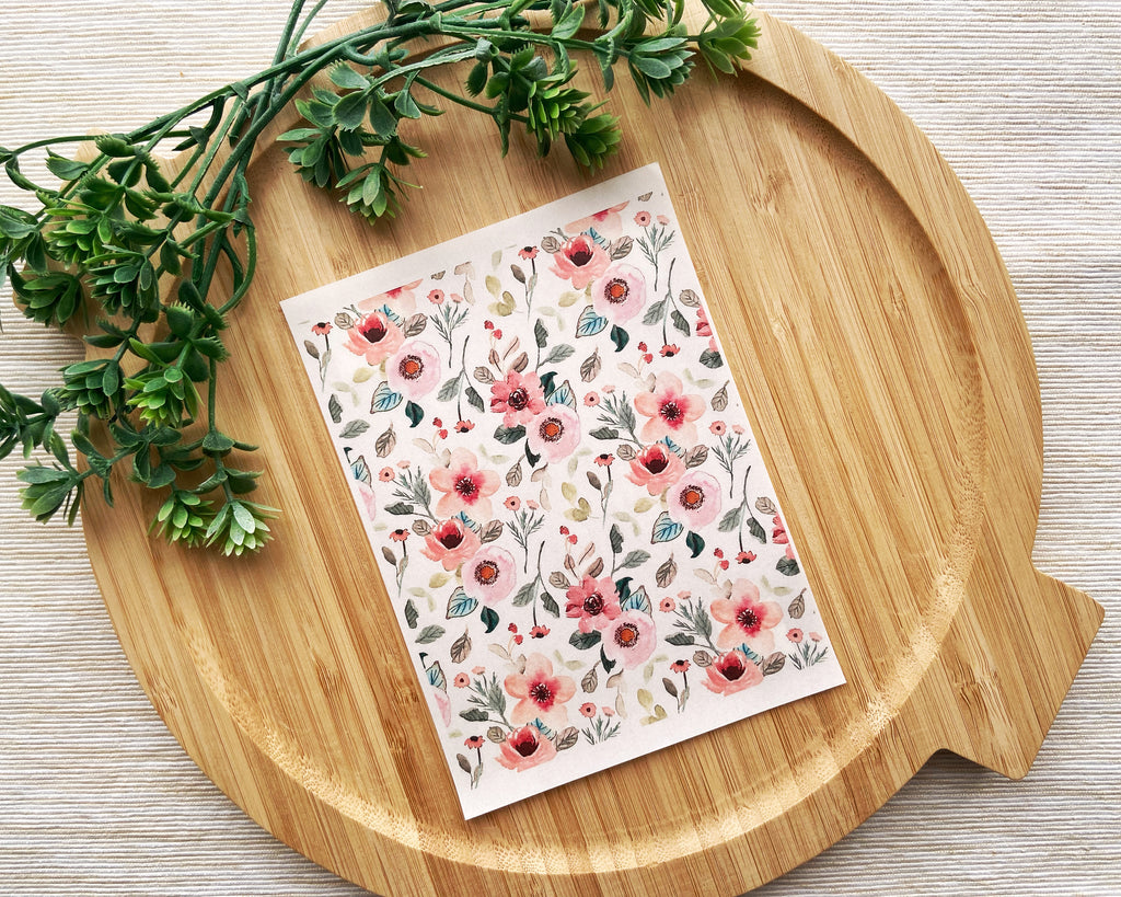 Soft Pink Flowers Floral Transfer Sheet – BabylonCutters