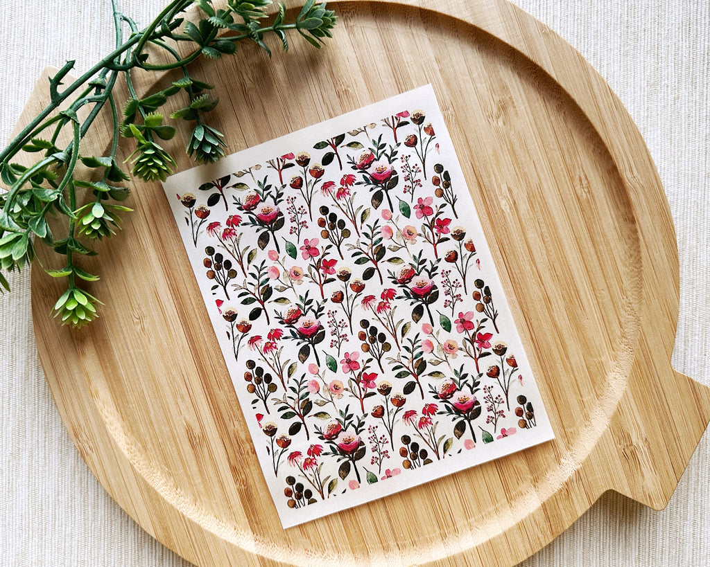 Dark Pink Flowers Floral Transfer Sheet – BabylonCutters