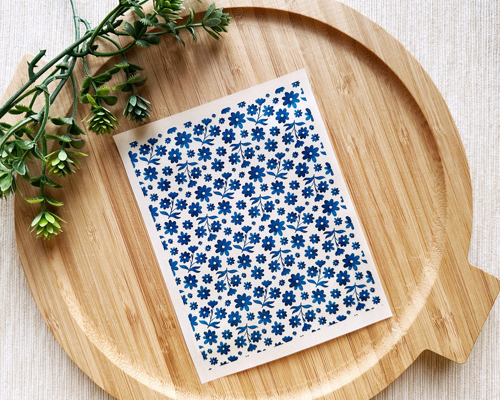 Dark Blue Daisies Floral Transfer Sheet – BabylonCutters